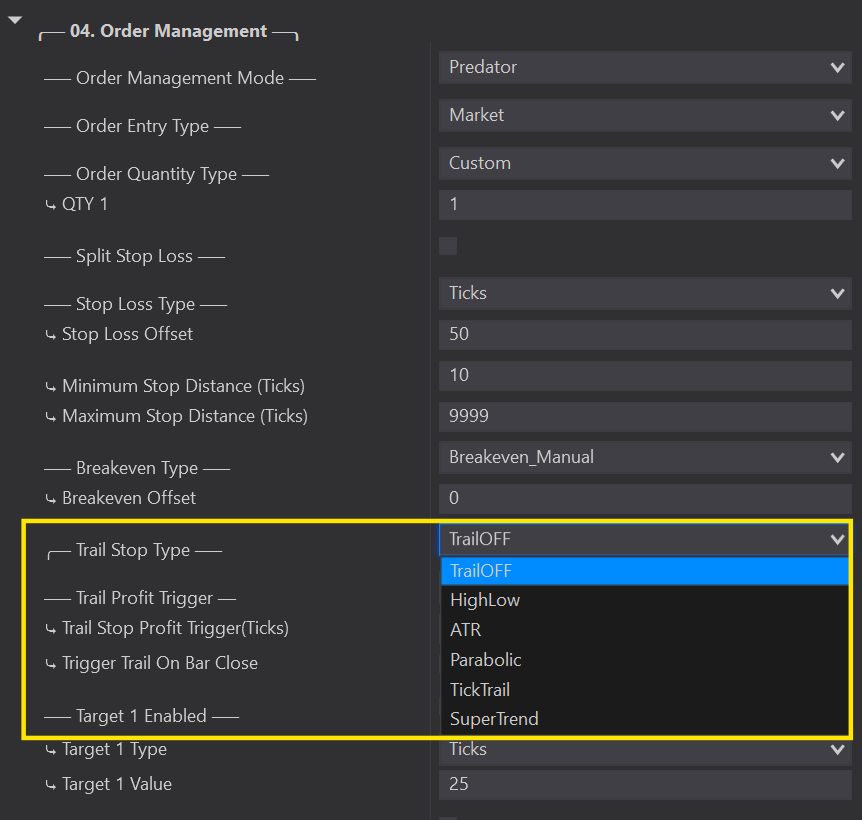 Trail Stop Type - TradeSaber